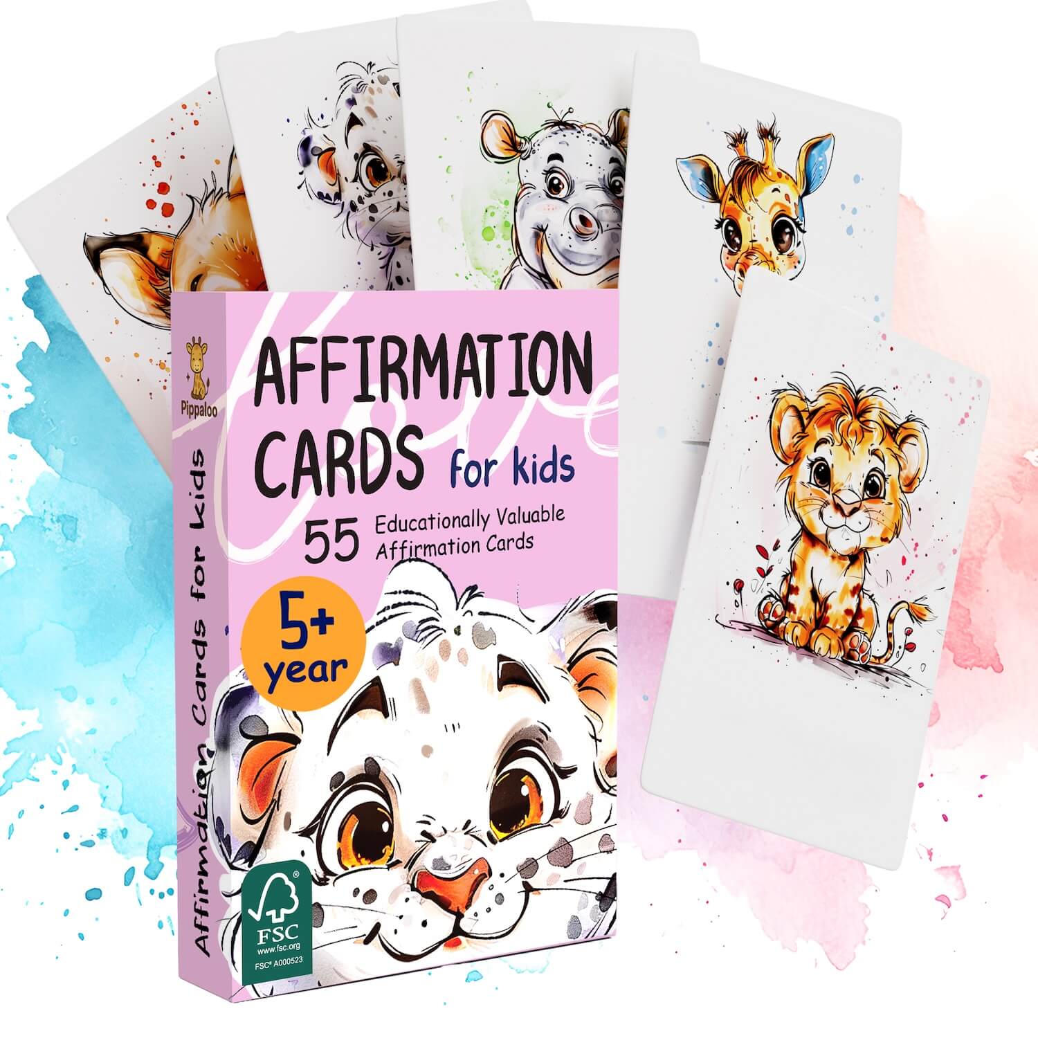 55 Affirmation Cards for Kids – Pink – Pippaloo